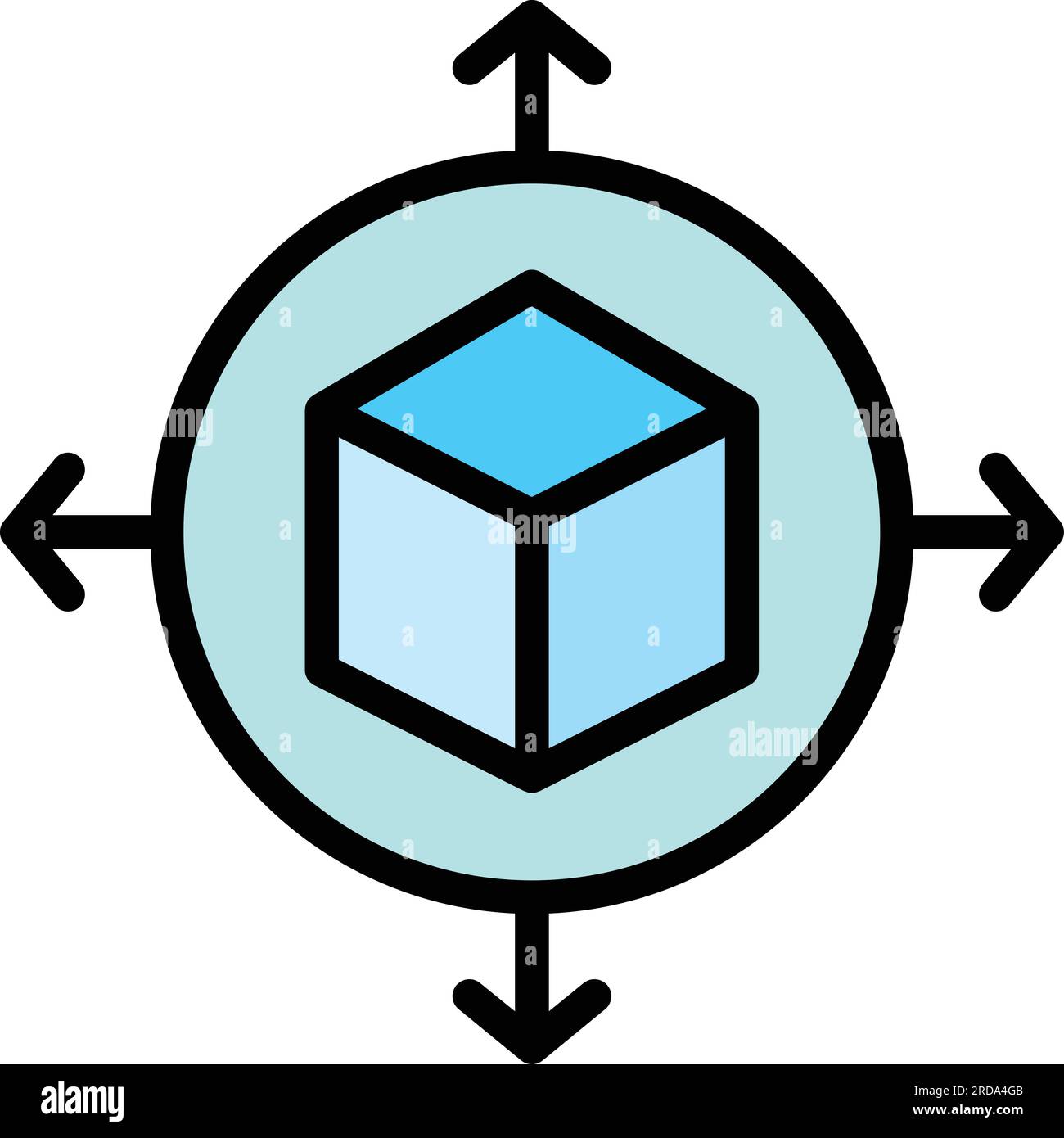 3d vr cube icon outline vector. Digital platform. Game tour color flat ...