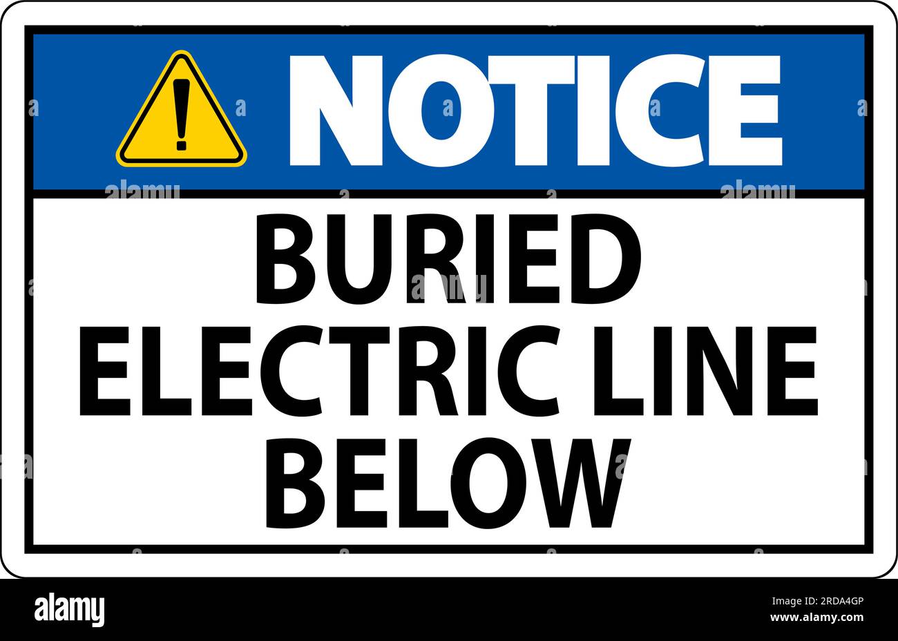 Notice Sign Buried Electric Line Below On White Background Stock Vector ...