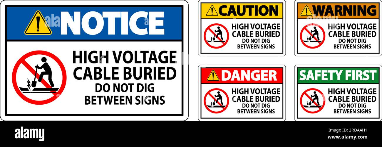 Danger Sign High Voltage Cable Buried. Do Not Dig Between Sign Stock ...