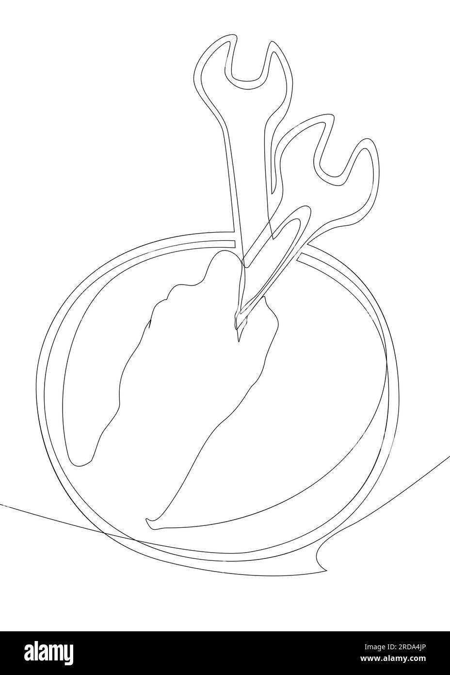 One Continuous Line Of Speech Bubble With Wrench Thin Line Illustration Vector Concept Contour