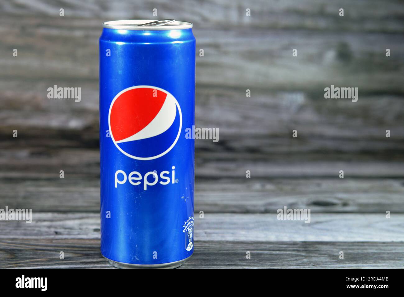 Cairo, Egypt, June 24 2023: Pepsi can, a Cola flavor plastic bottle, a ...