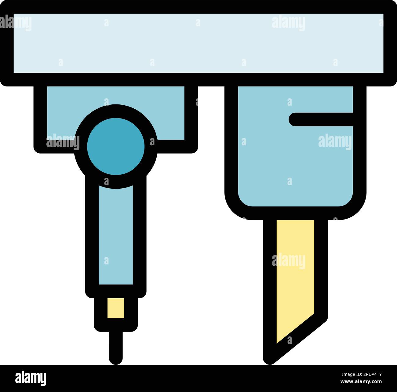 Construction cnc machine icon outline vector. Lathe equipment. Factory machinery color flat ...