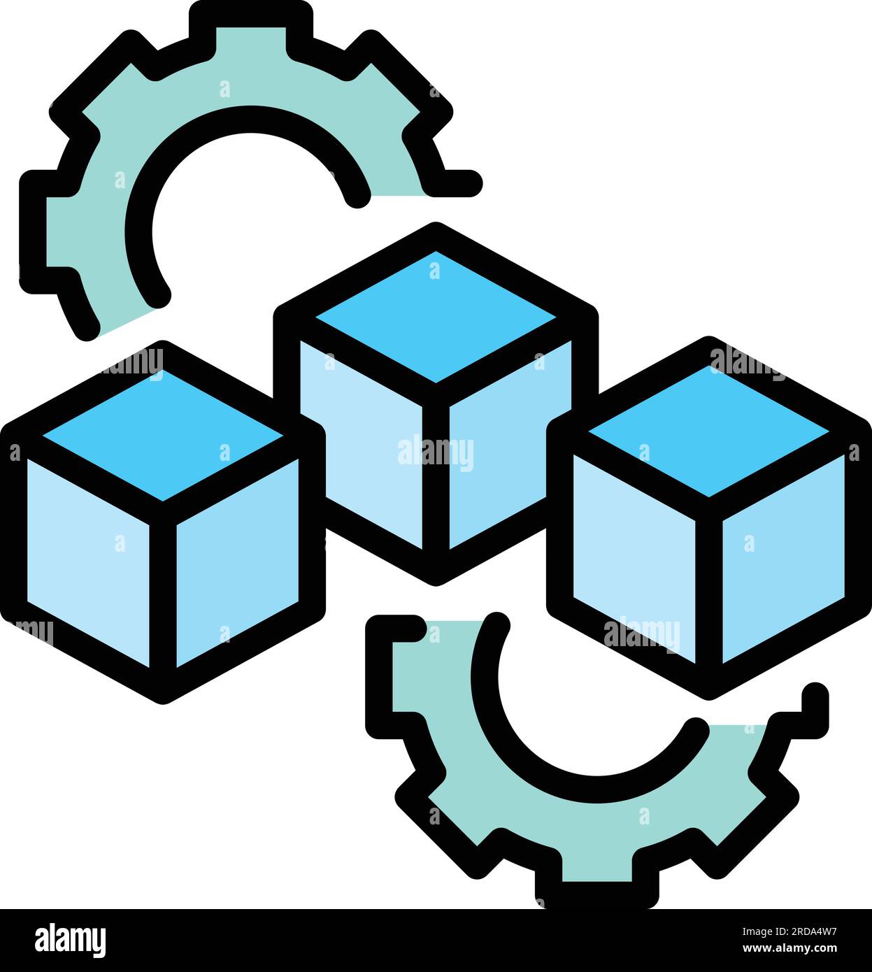 Vr gear system icon outline vector. Virtual platform. Game video color ...