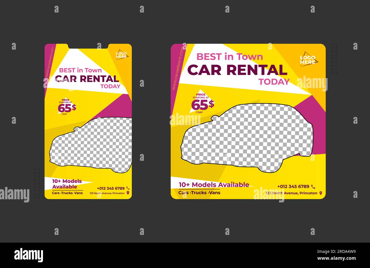 Social Media Post and Story Best Car Rental Template Stock Vector Image ...