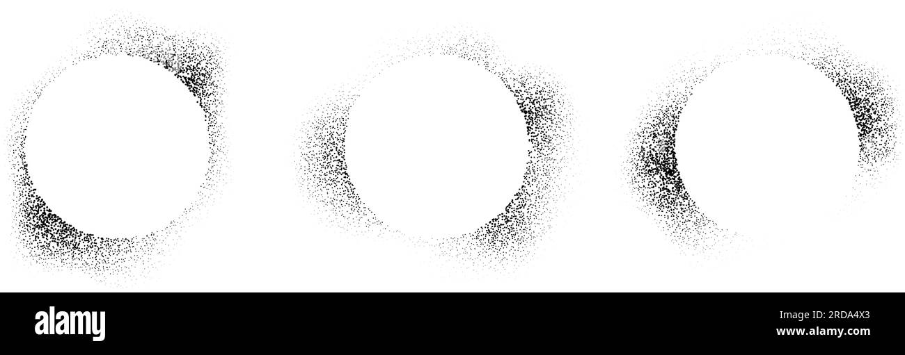 Set of circle frames with spray stencil effect. Grunge dotted round ...