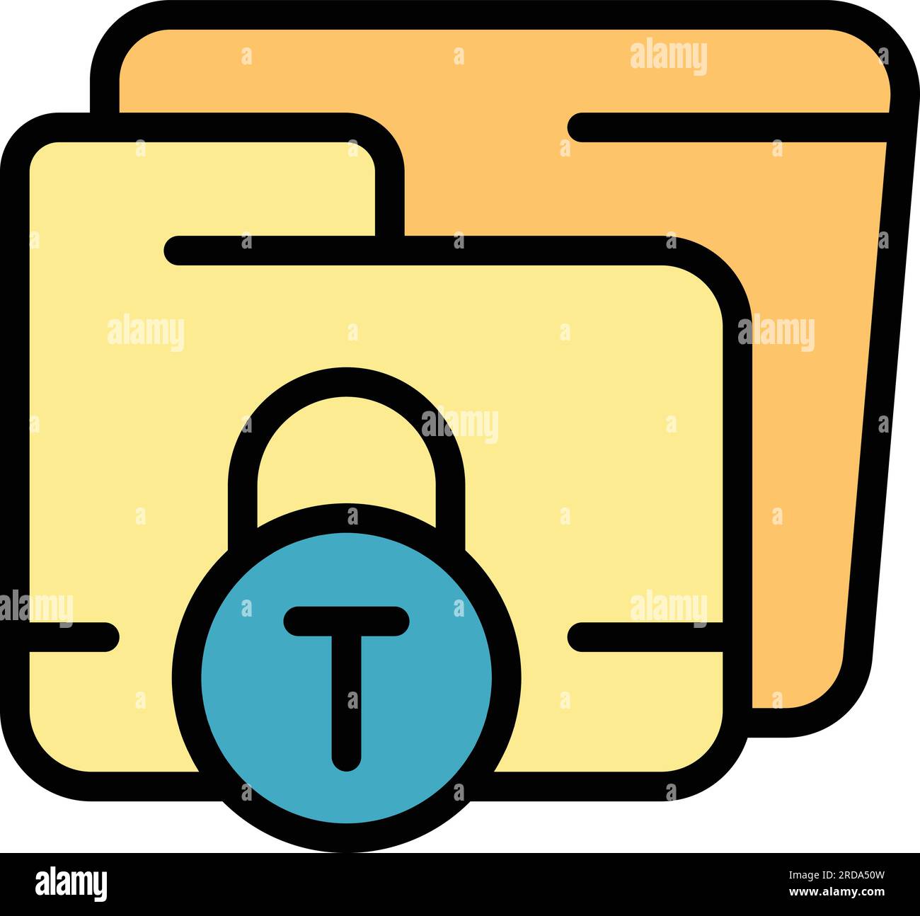 Data folder icon outline vector. Cyber key. System lock color flat ...