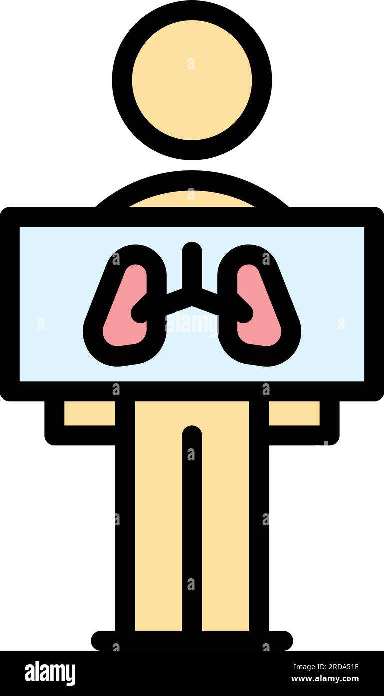 Xray device icon outline vector. Doctor health. Chest lung color flat ...