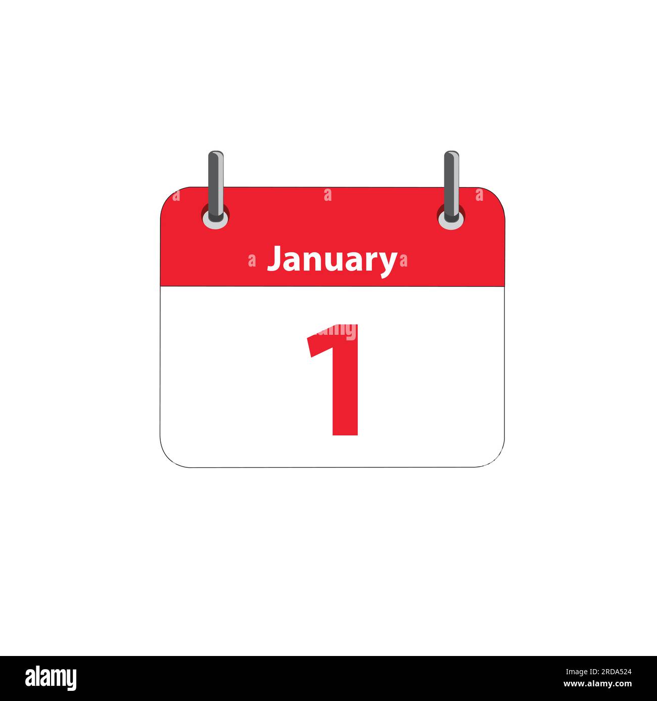 Calendar sheet with the date of january 1st on a white background with ...