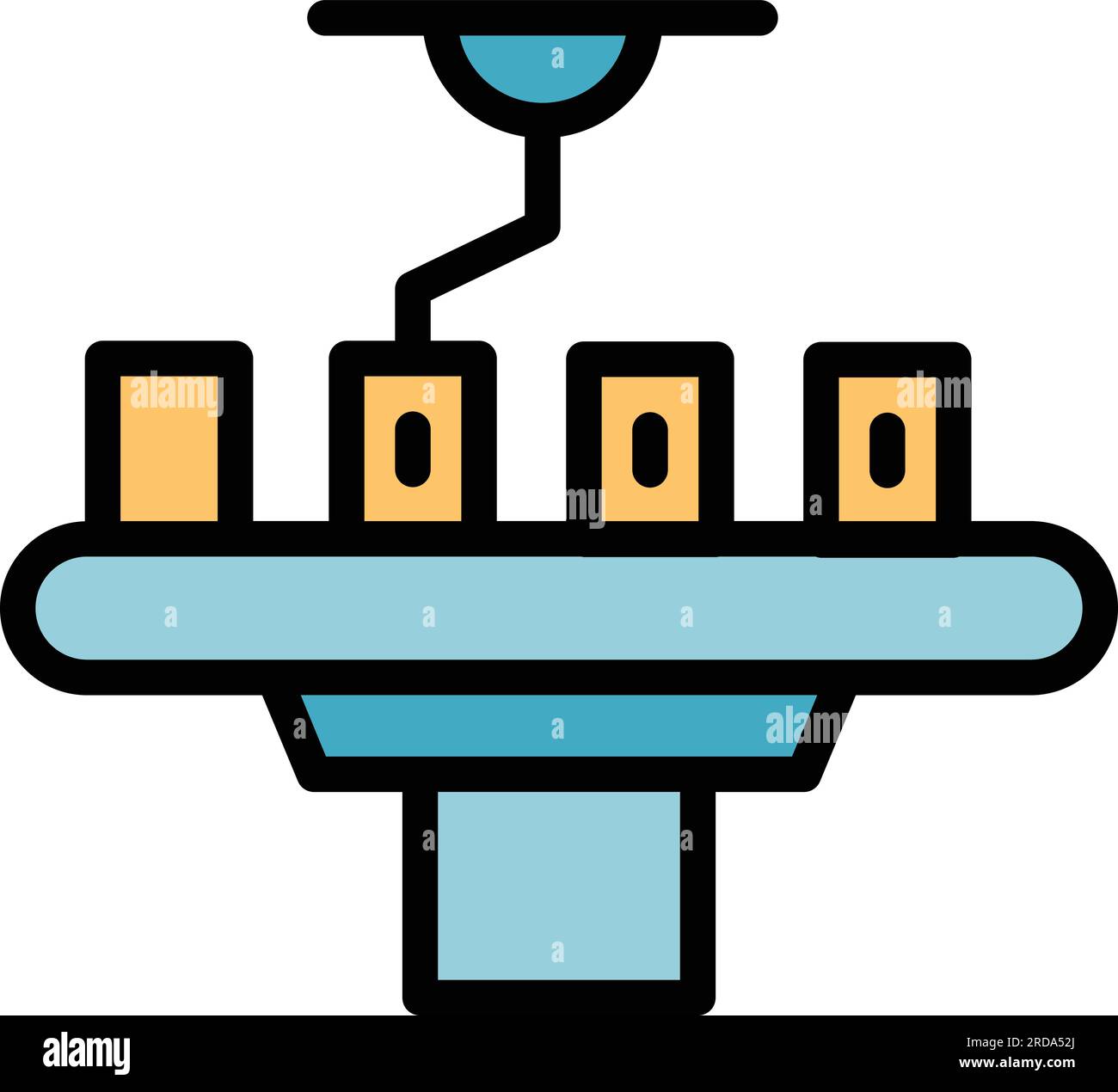 Serial Manufacturing Icon Outline Vector Process Production Factory Conveyor Color Flat Stock