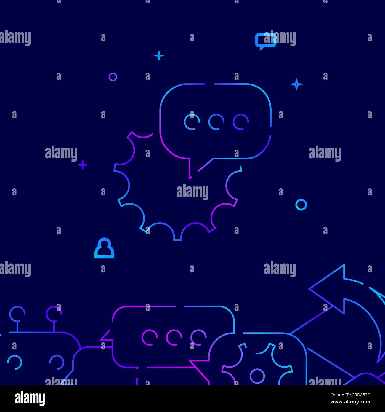 Chat with technical support gradient line vector icon, simple ...