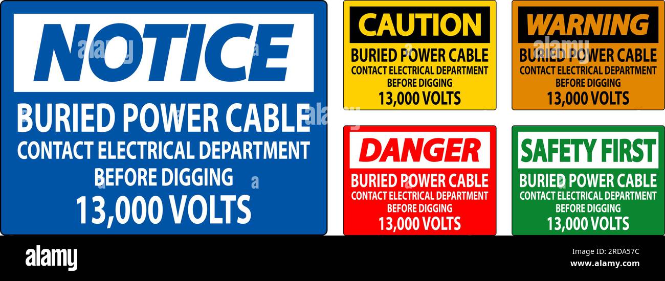 Danger Sign Buried Power Cable Contact Electrical Department Before ...