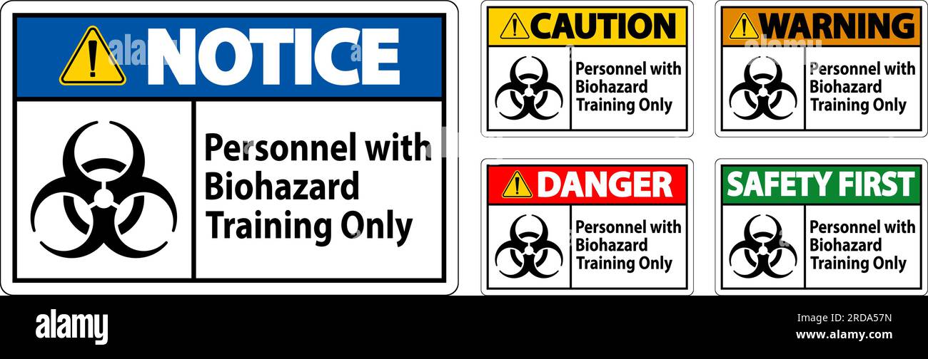 Warning Label Personnel With Biohazard Training Only Stock Vector Image ...
