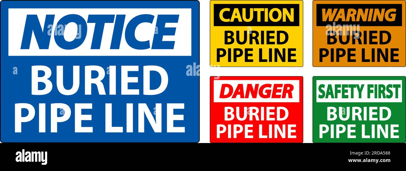 Caution Sign Buried Pipe Line On White Background Stock Vector Image ...