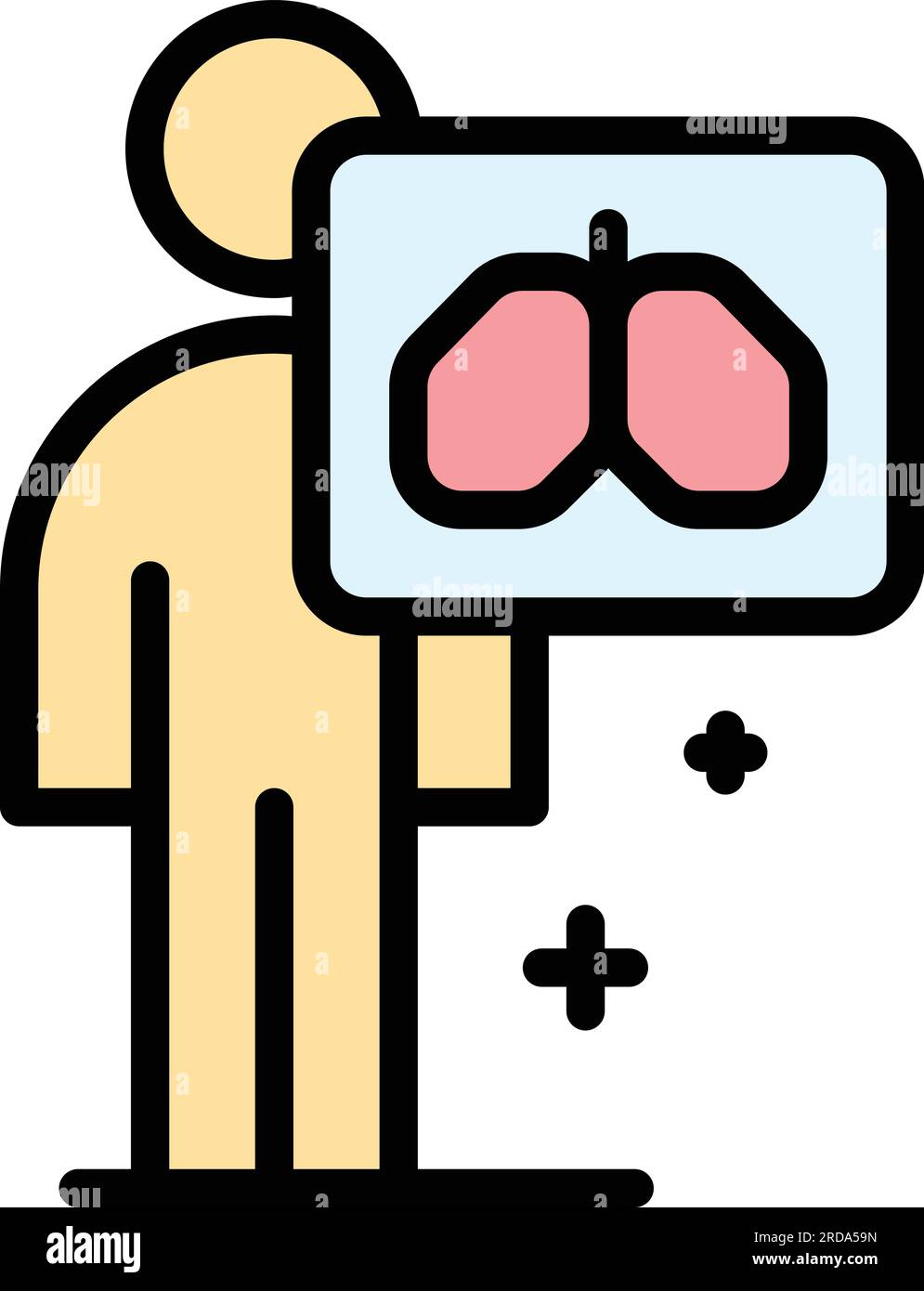Xray treatment icon outline vector. Cancer patient. Lung chest color ...