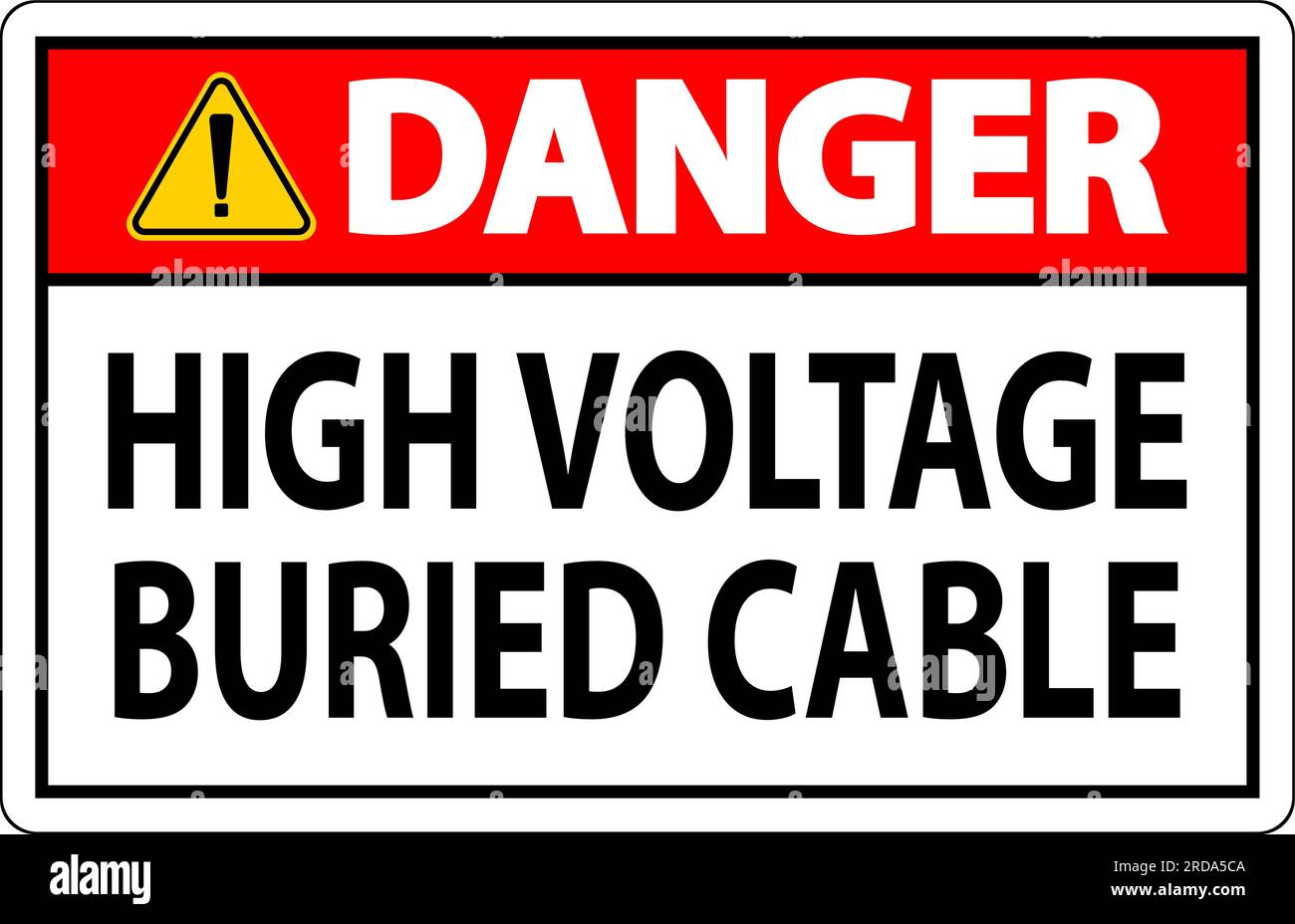 Danger Sign High Voltage Buried Cable On White Background Stock Vector ...