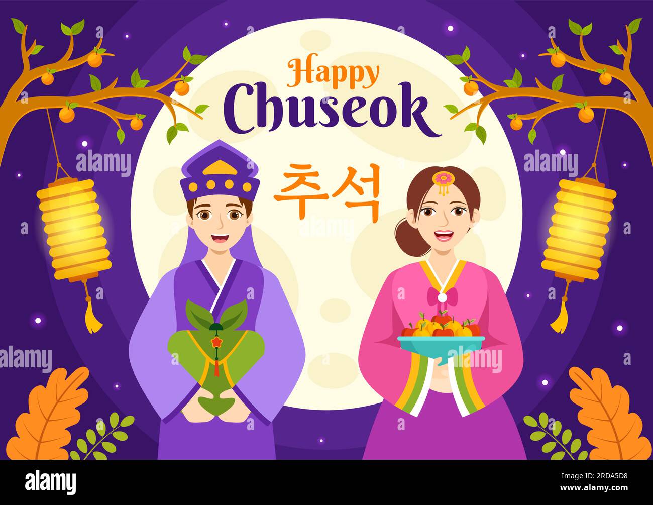 Happy Chuseok Day Vector Illustration of Korean Thanksgiving Event with ...