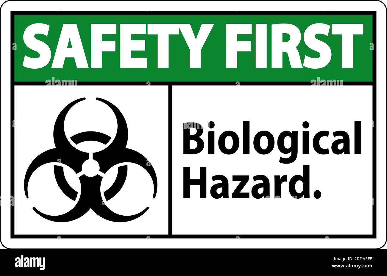 Safety First Label Biological Hazard On White Background Stock Vector ...