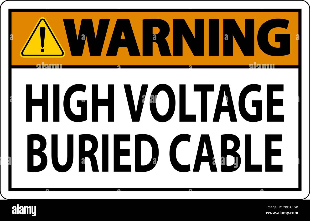 Warning Sign High Voltage Buried Cable On White Background Stock Vector ...