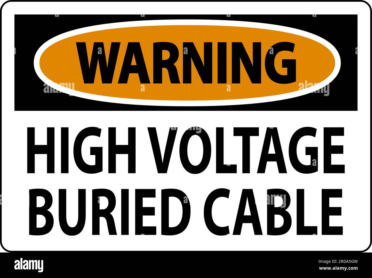 Warning Sign High Voltage Buried Cable On White Background Stock Vector ...