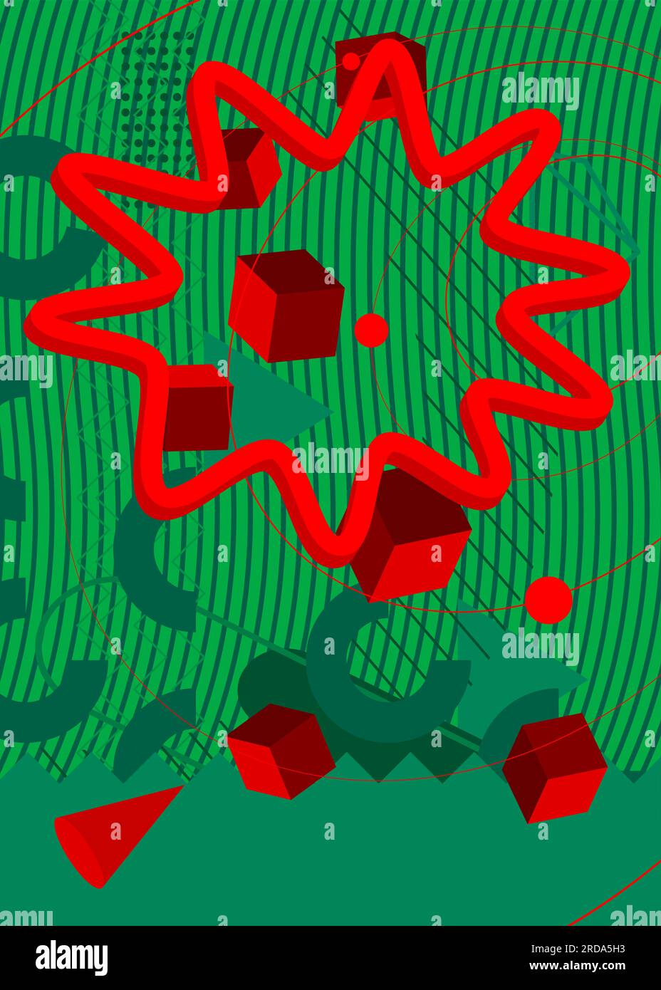 Green and red graphic background illustration design. Vector with color ...