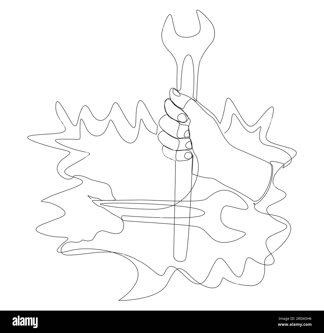 One Continuous Line Of Speech Bubble With Wrench Thin Line Illustration Vector Concept Contour