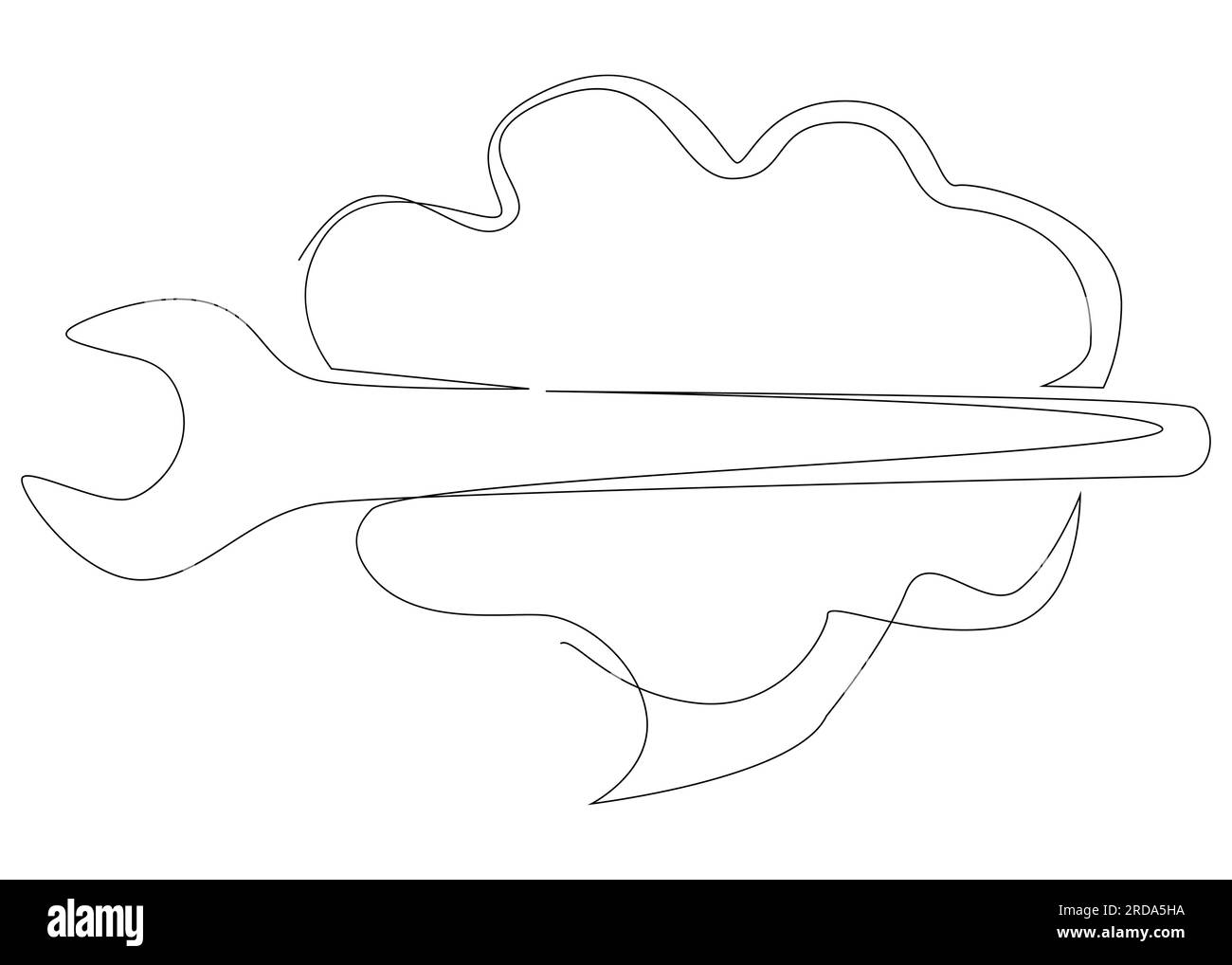 One Continuous Line Of Speech Bubble With Wrench Thin Line Illustration Vector Concept Contour