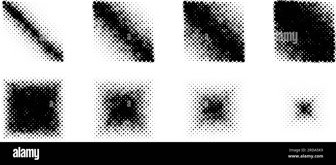 Halftone gradient square shapes set. Dotted sand texture cubes ...