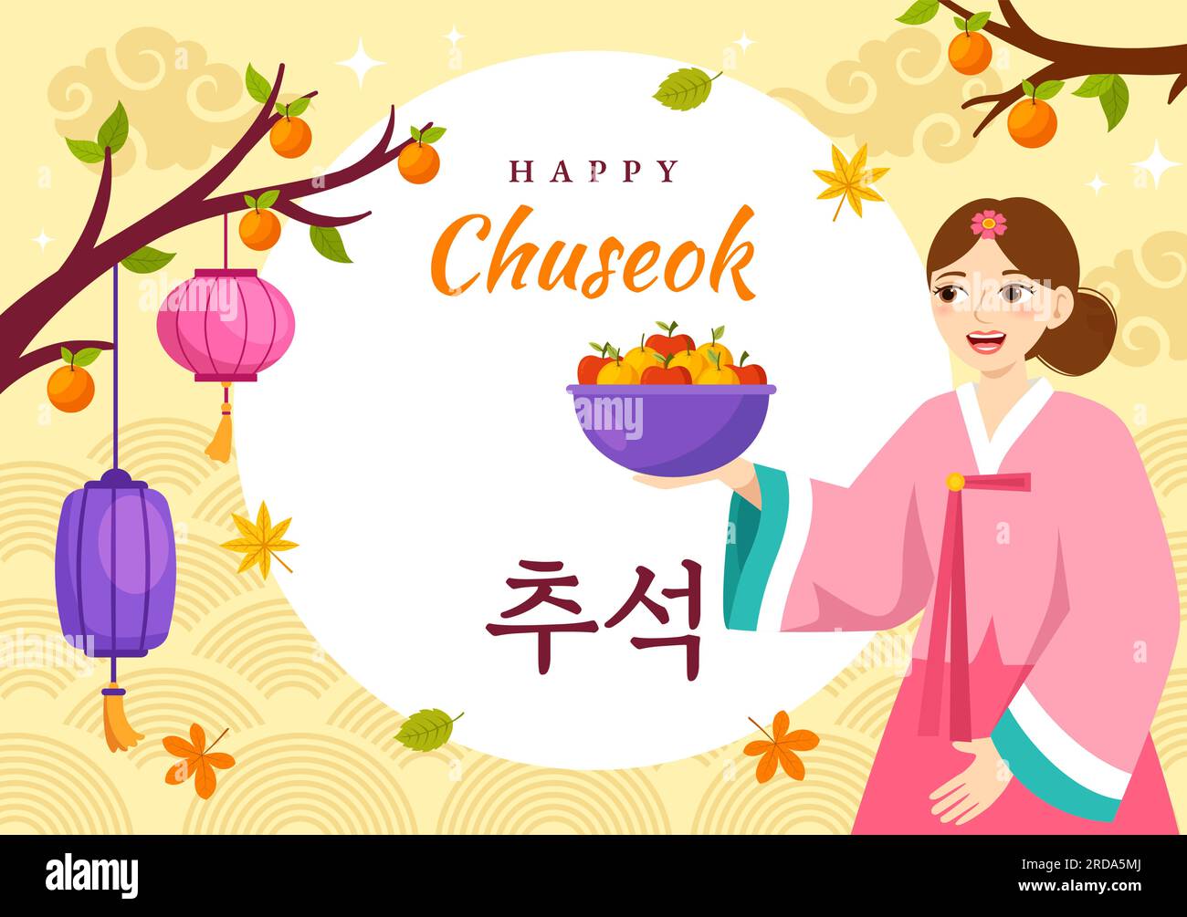 Happy Chuseok Day Vector Illustration of Korean Thanksgiving Event with ...