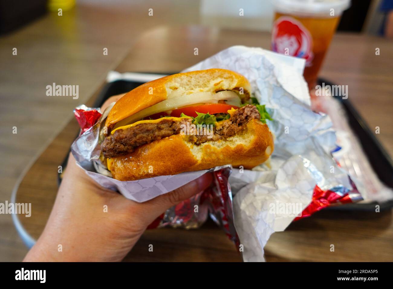 Wendy's fast food restaurant classic burger Stock Photo - Alamy