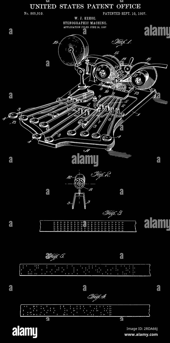 This Stenographic Machine Print depicts the 1907 patent design ...