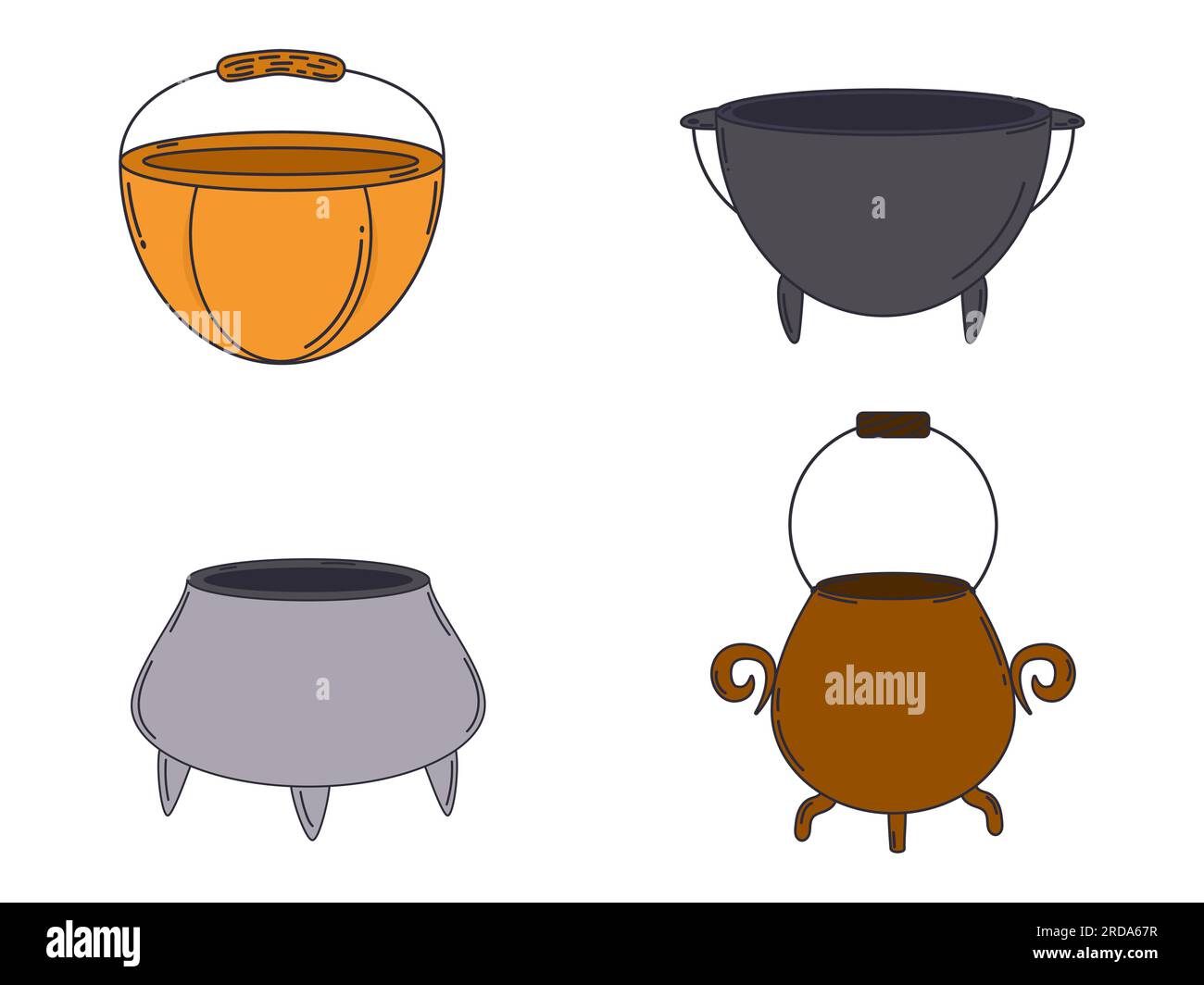 Halloween witch's cauldron isolated on white background. A set of ...
