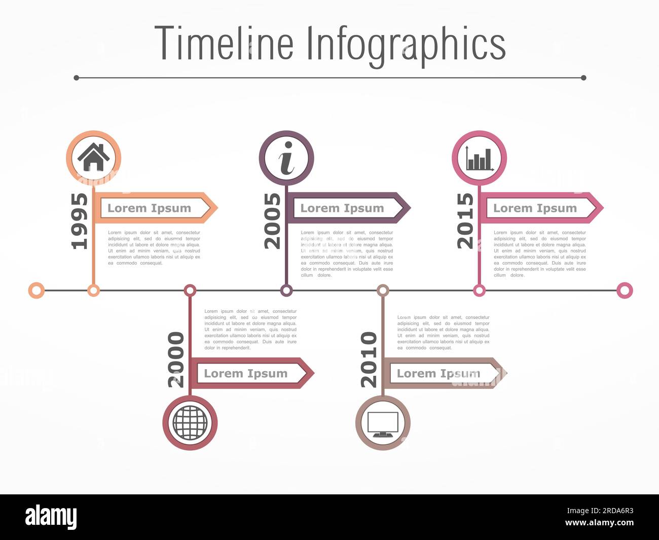 Horizontal timeline infographics design template with arrows, vector ...