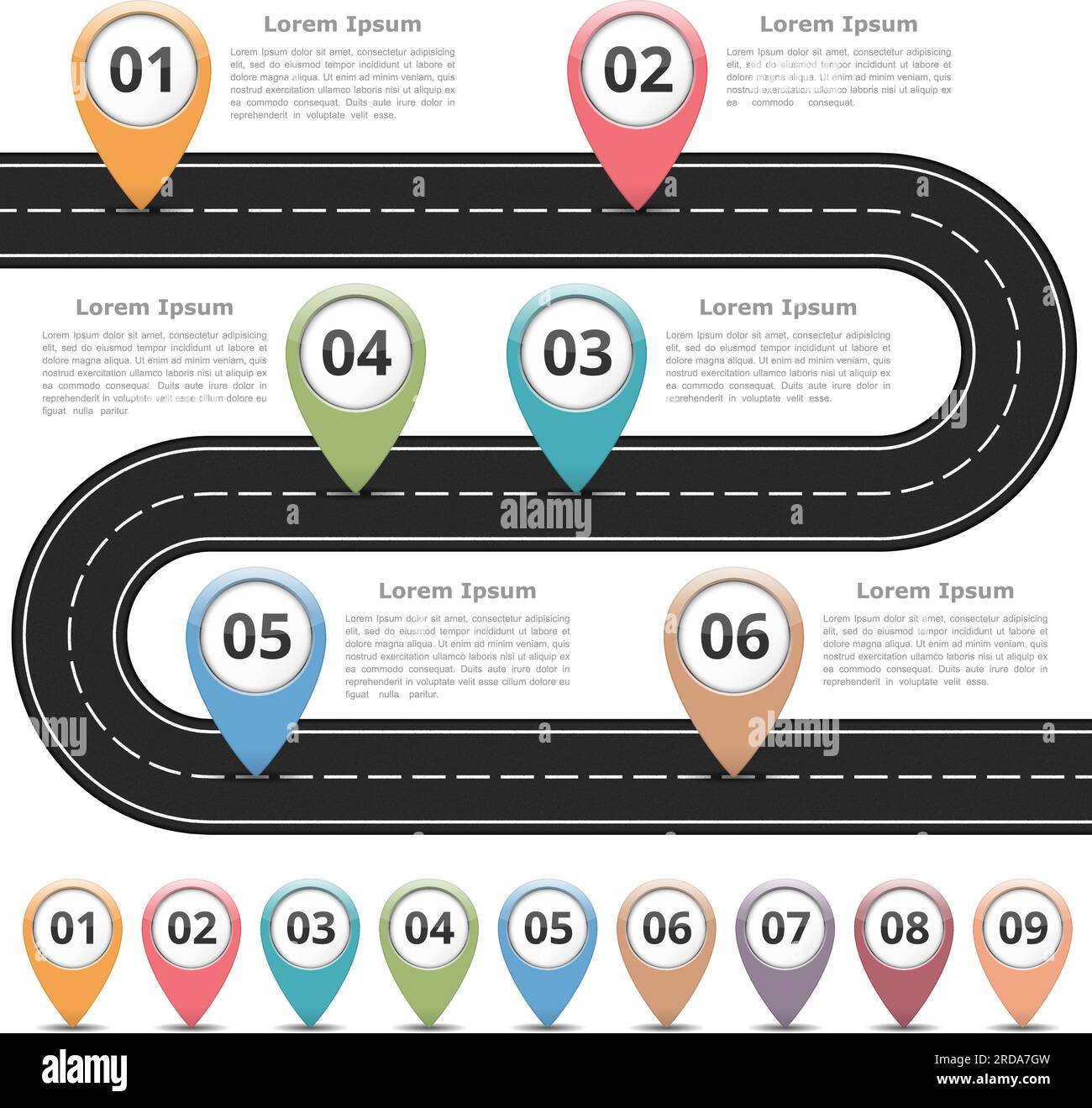Asphalt road with numbers and text, vector eps10 illustration Stock ...