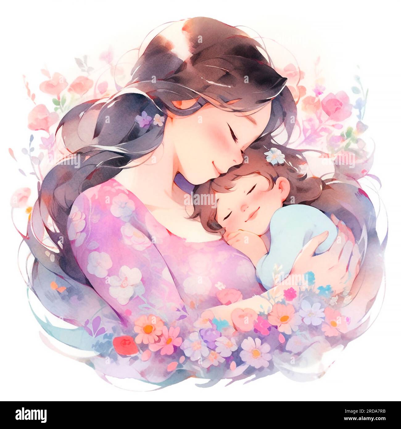 Anime Mother Holding Child