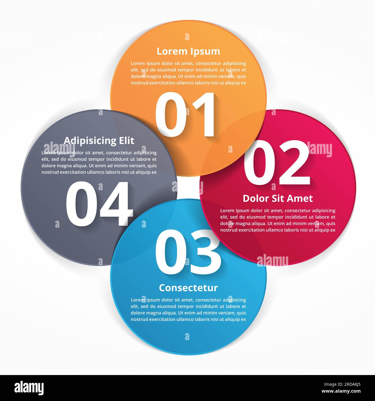 Four steps or options circle infographics design template, vector eps10 ...