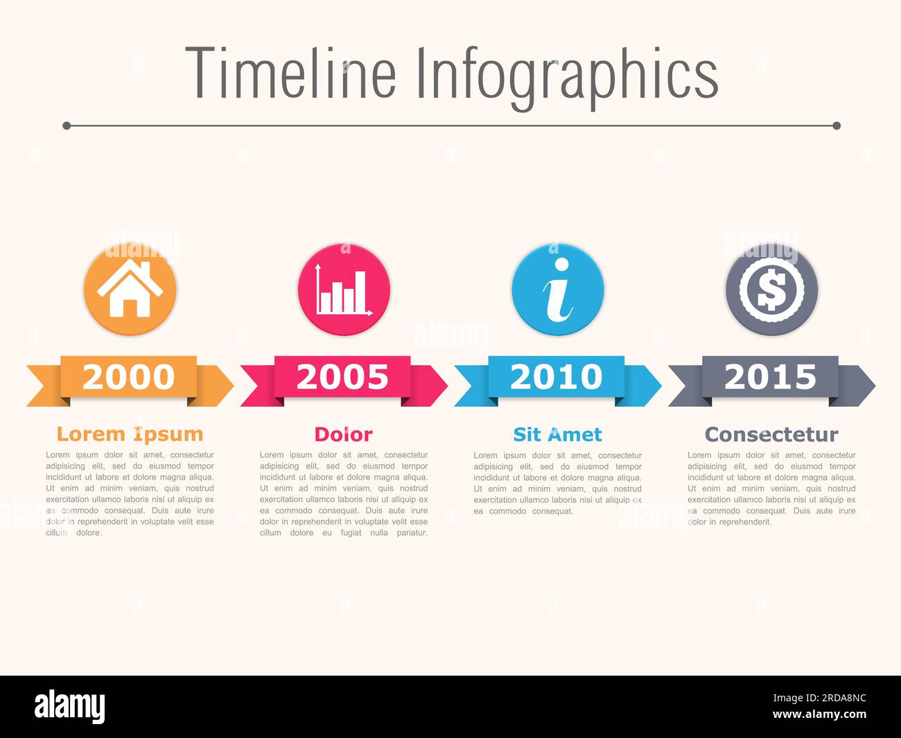 Timeline infographics with arrows icons and text, vector eps10 ...