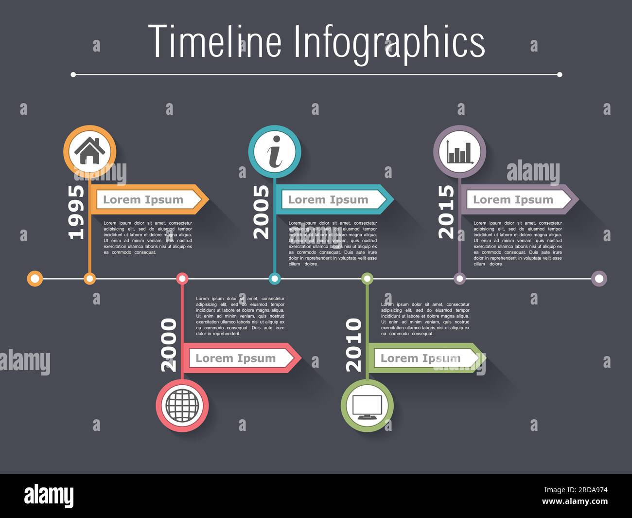 Horizontal timeline infographics design template with arrows, vector ...