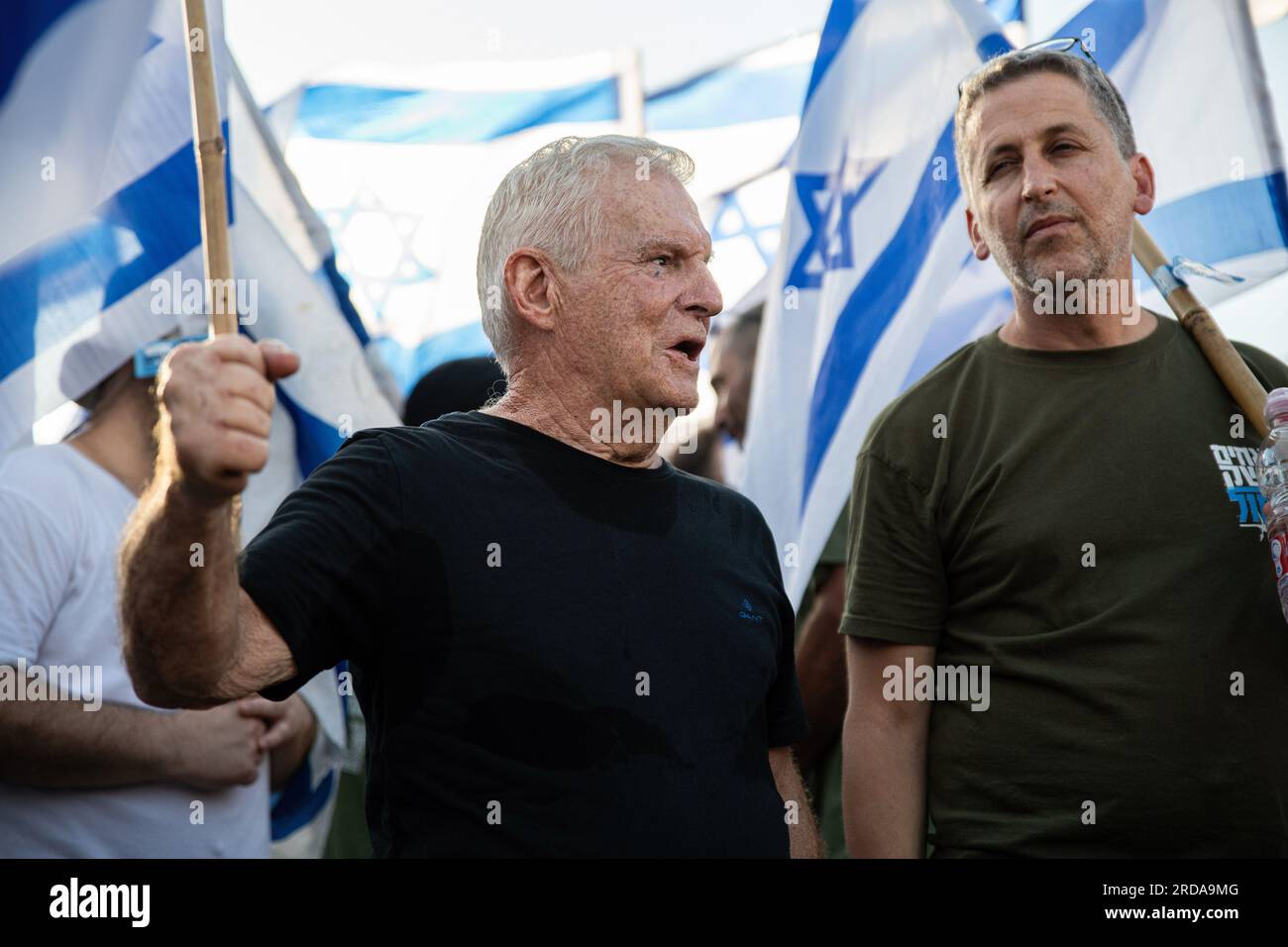 Tel Aviv, Israel. 19th July, 2023. Former Israeli General Amiram Levin ...