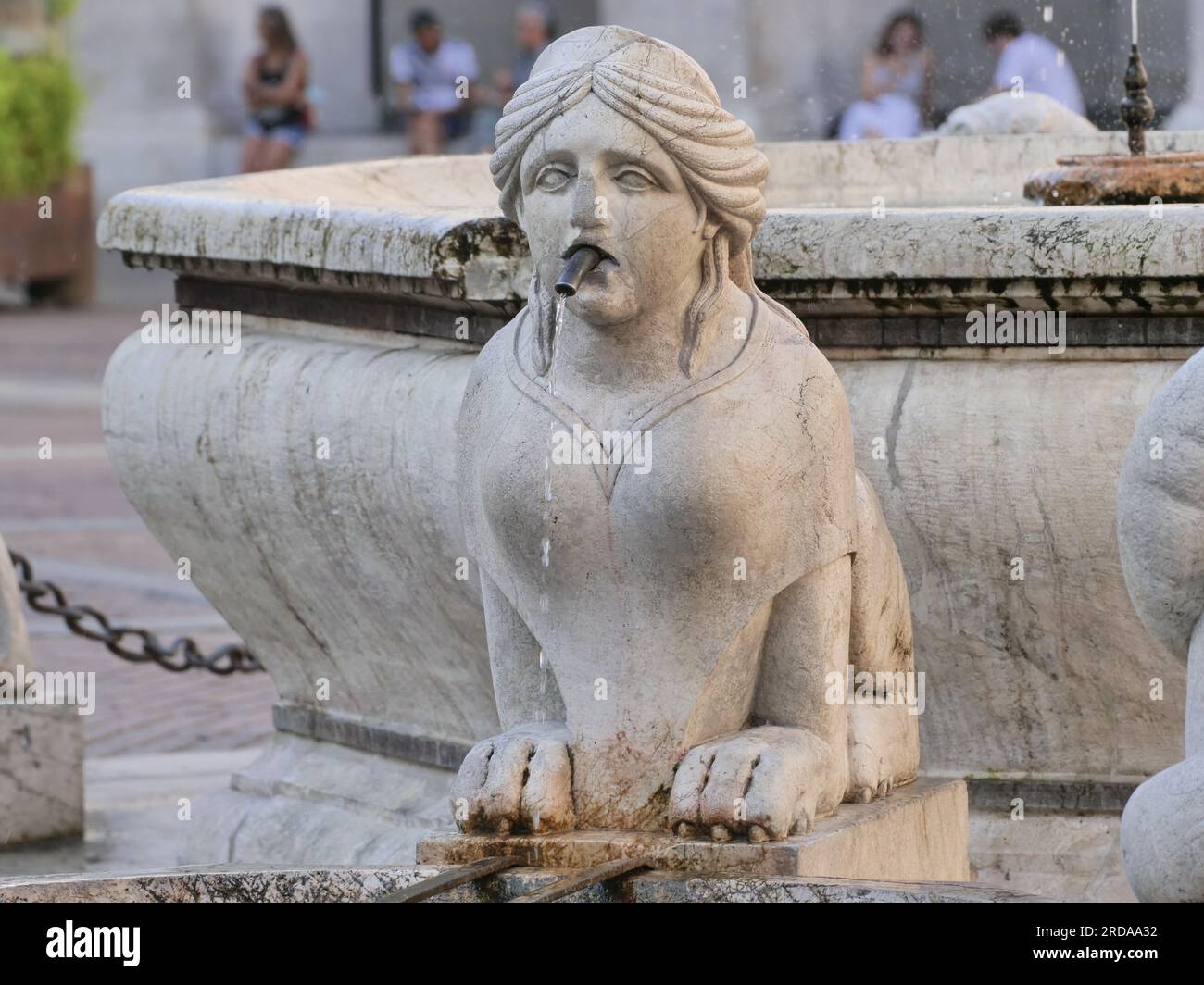 Lion statue of Contarini fountain in Bergamo, Lombardy, Italy Stock ...