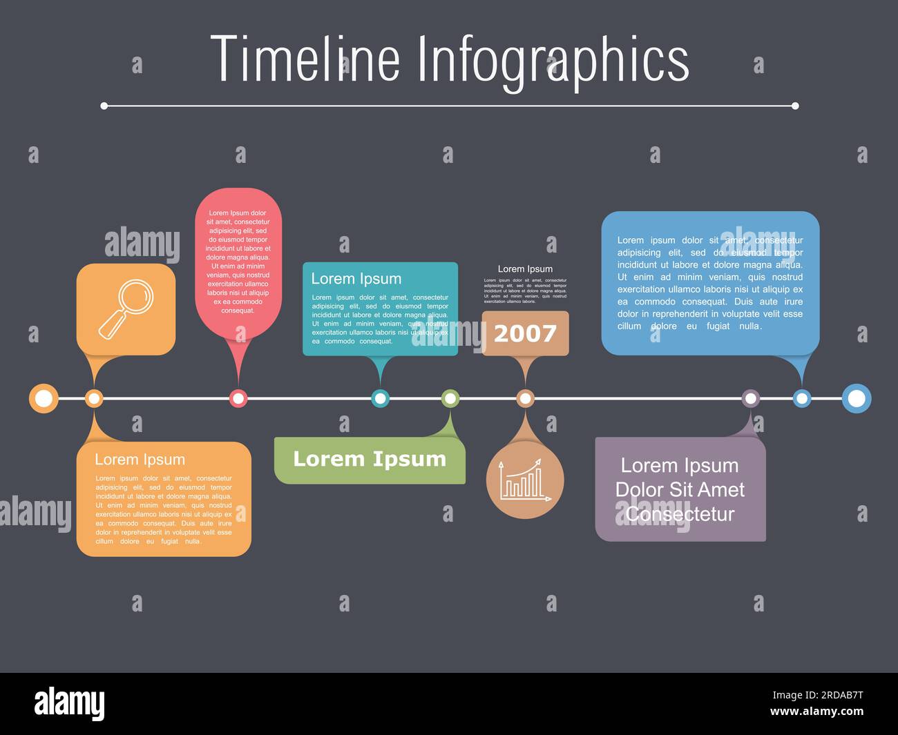 Timeline infographics template with different elements for your ...