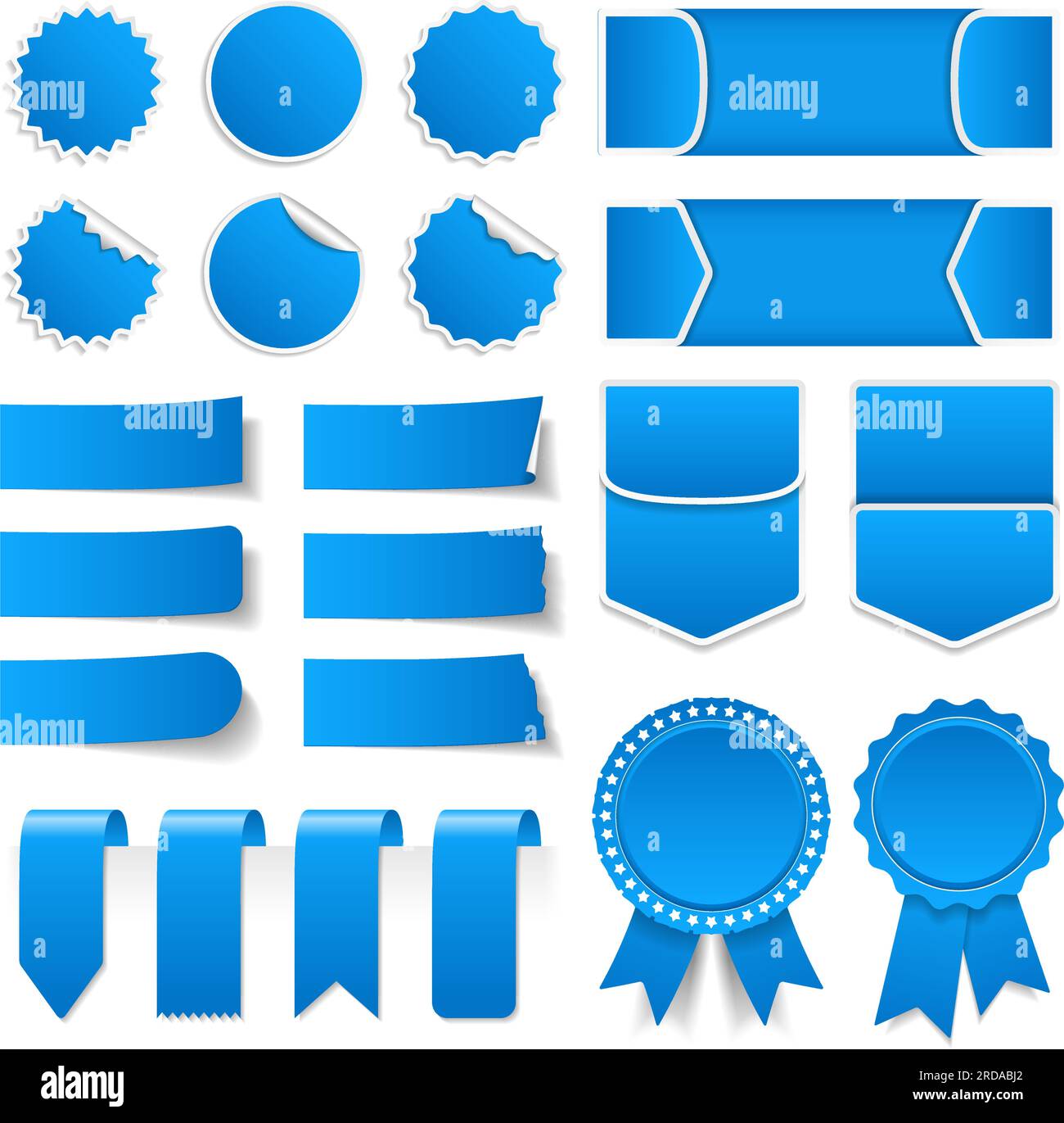 Blue price tags, stickers, labels, banners and ribbons, vector eps10 ...