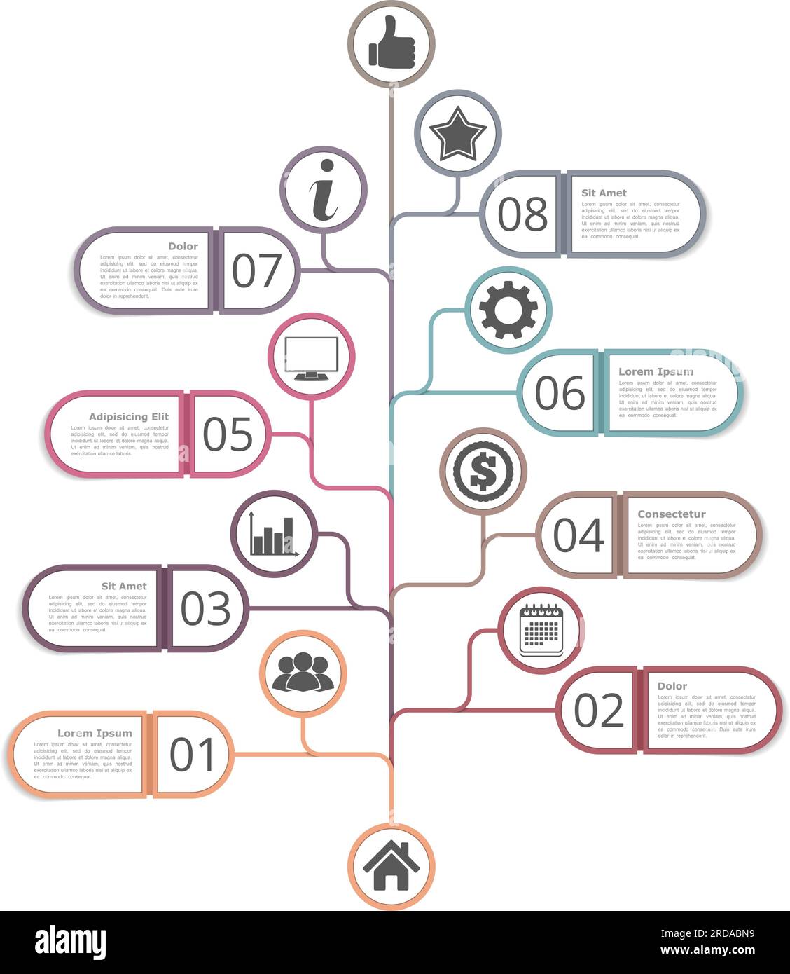 Tree diagram template with numbers, icons and place for your text ...