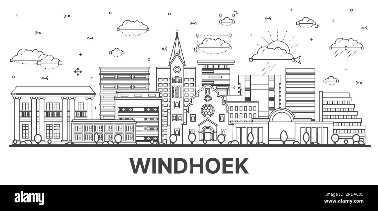 Outline Windhoek Namibia City Skyline with Modern and Historic ...