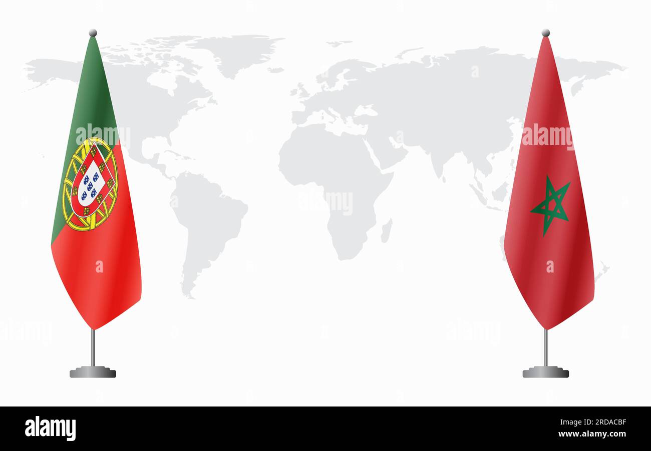 Portugal and Morocco flags for official meeting against background of ...