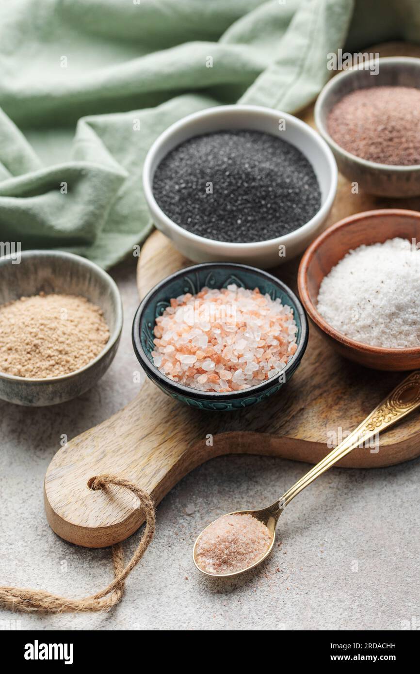 Assorted speciality salt, himalayan pink salt, italian black truffle ...
