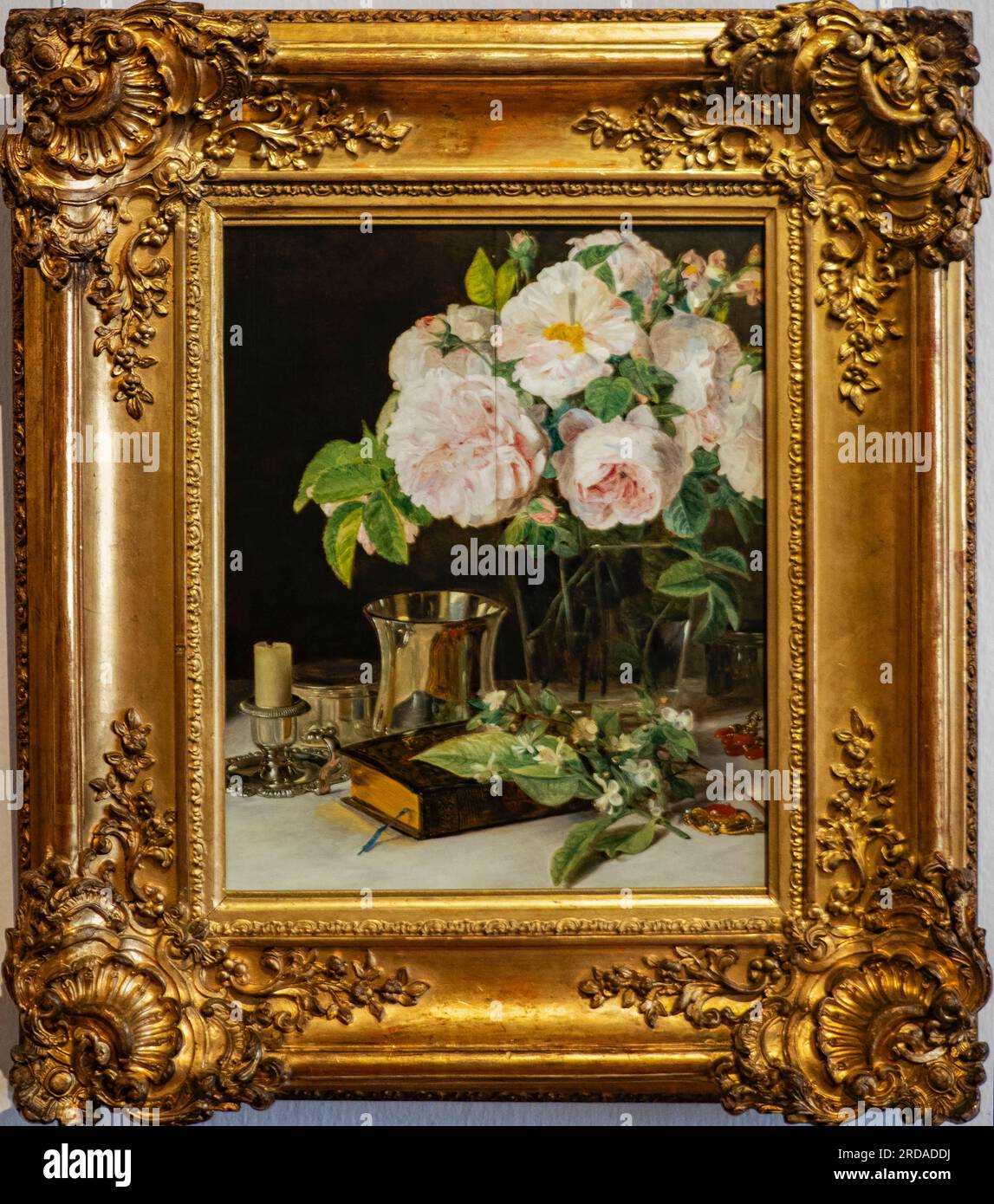 Roses in glass. 1831. Creator: Ferdinand Georg Waldmüller, Vienna 1793 ...