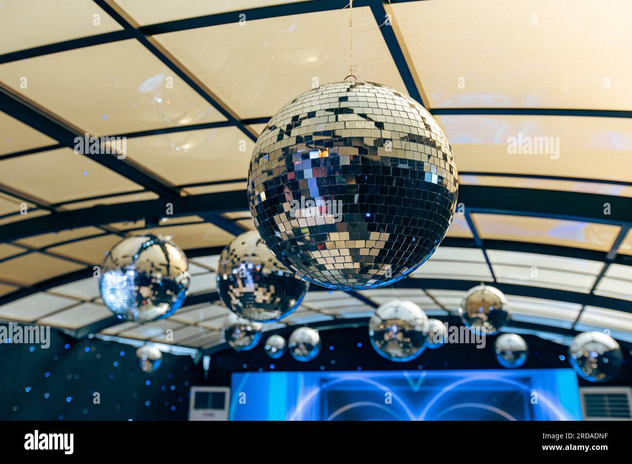Party Setup Decoration with Shiny Mirror Mosaic Balls that reflect ...