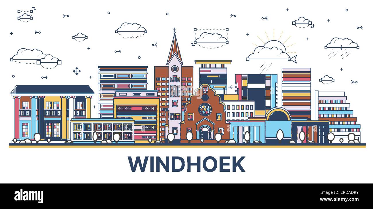 Outline Windhoek Namibia City Skyline with Colored Modern and Historic ...