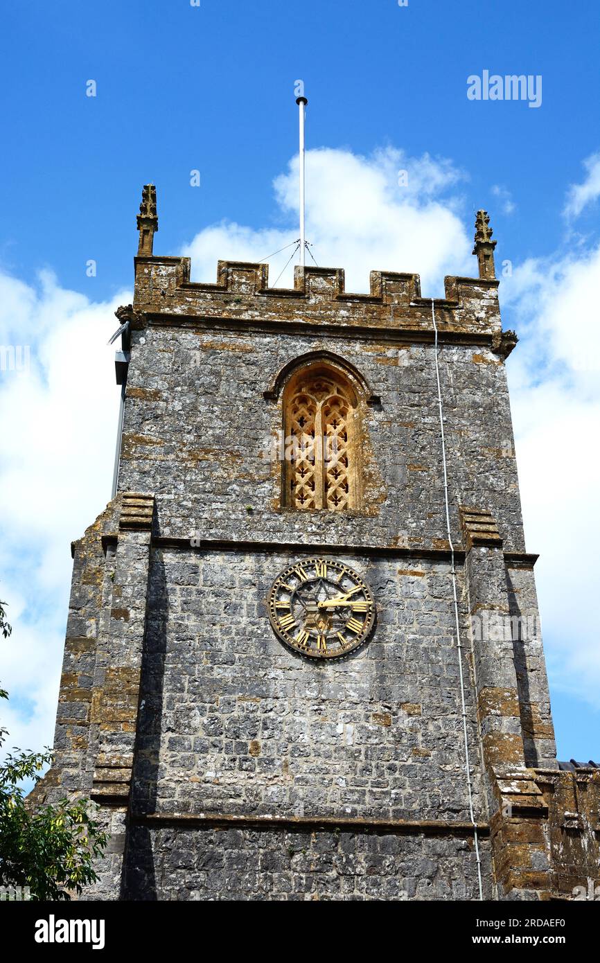 Church of St Mary the Virgin clock tower, Chard, Somerset, UK, Europe ...