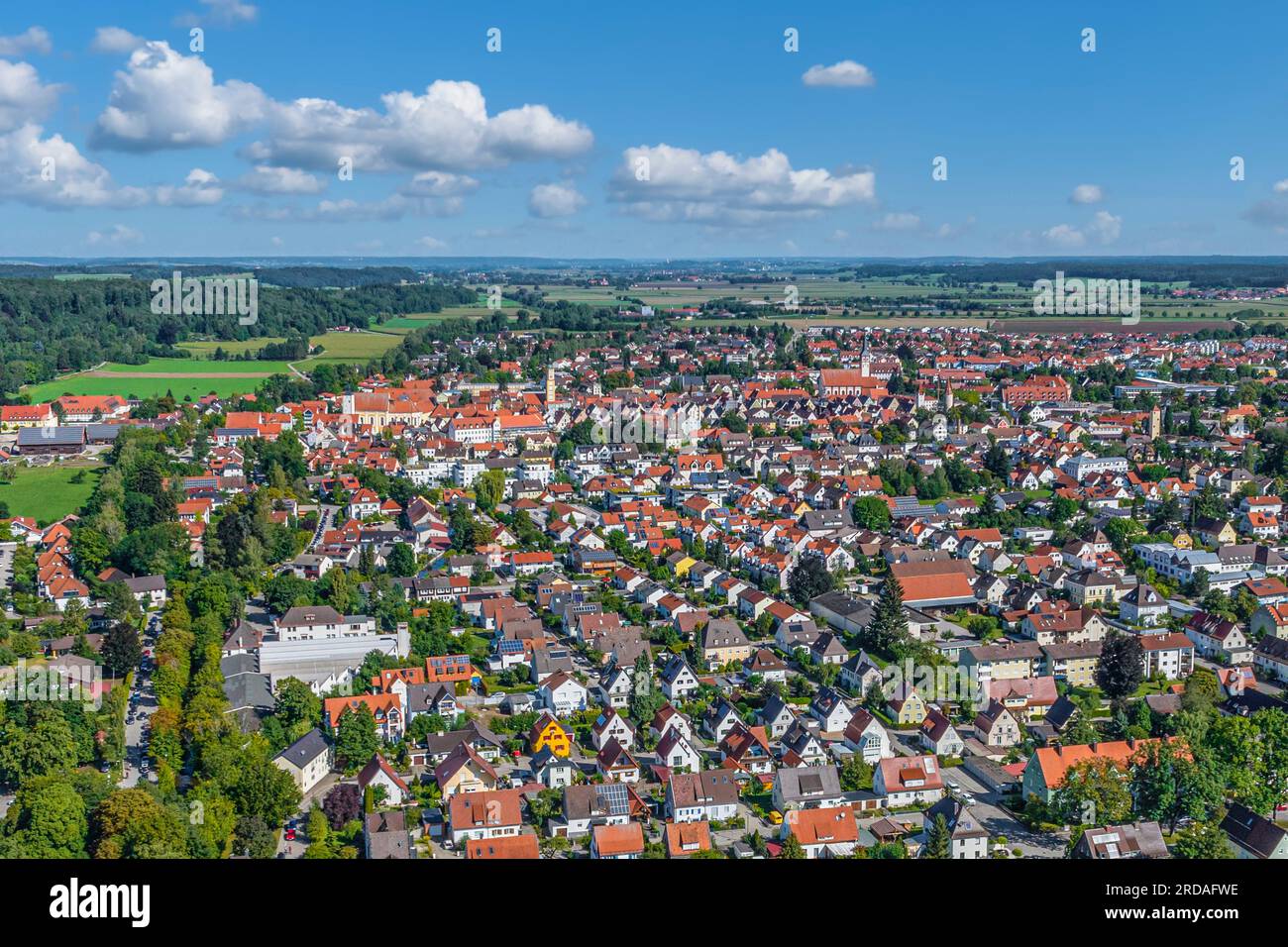 The beautiful town Mindelheim in the Lower Allgaeu with its striking ...